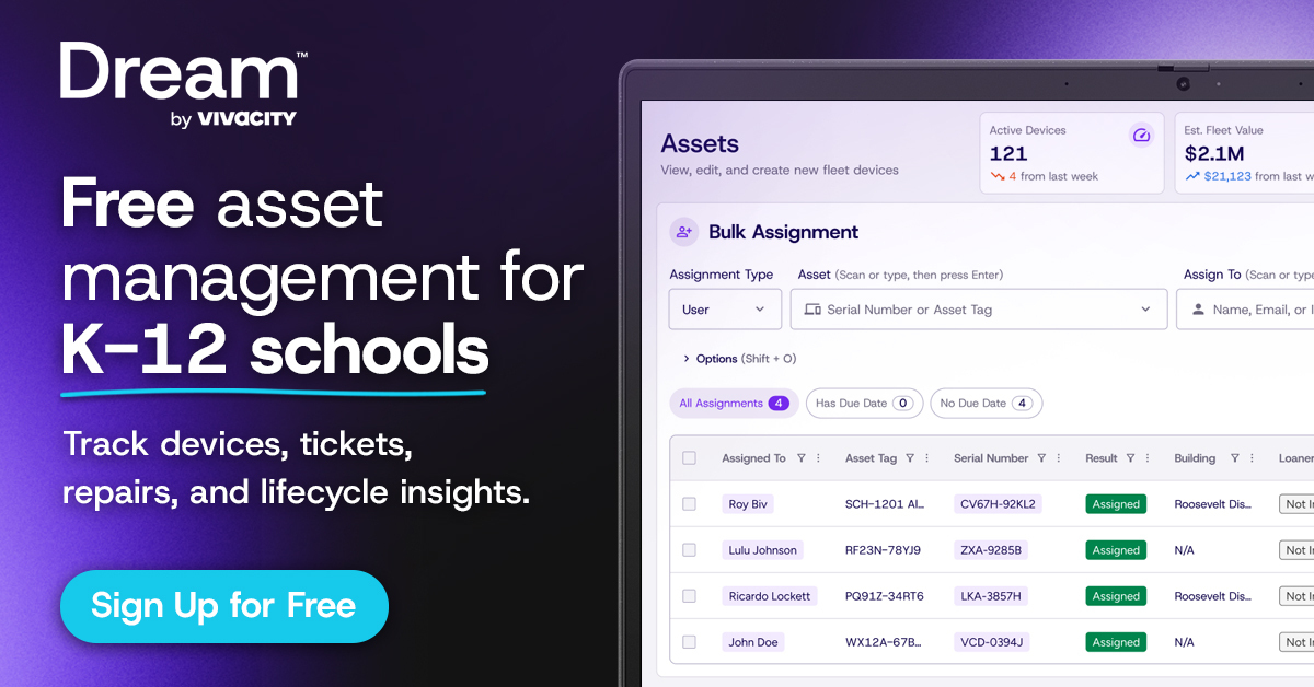 Free K-12 Chromebook Asset Management Software | Dream™ by Vivacity